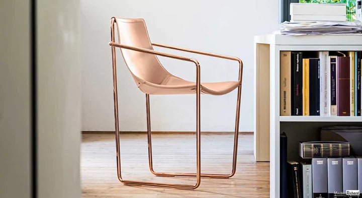 Stoel - Design - Koper metaal en leer